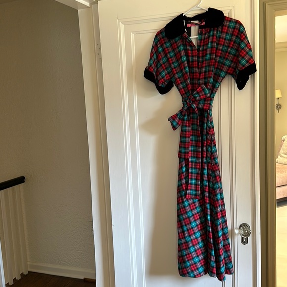 Buru | Dresses | Buru Tartan And Velvet Maxi Dress | Poshmark